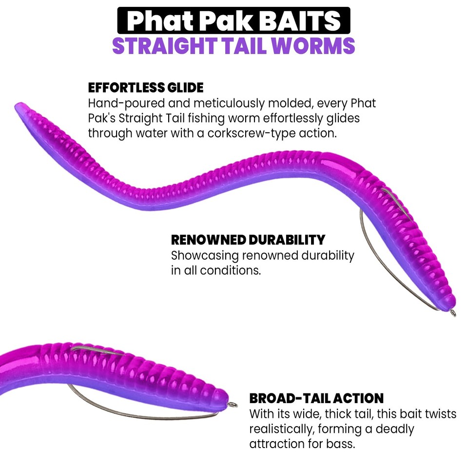 Zoom Trick Worm Style Straight Tail Floating Worm Bass Fishing Lure ...