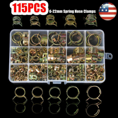 US Hose Clamps Assortment Kit Steel Spring Clip Water Fuel Tube Air ...