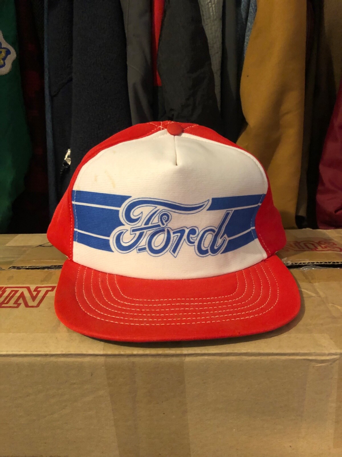 Vintage Ford 1980s Three Stripe Men's Hat Made in U.S… - Gem