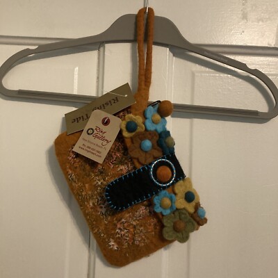 New Rising Tide Made in Nepal Felted Wool Purse Wristlet Orange Boho ...