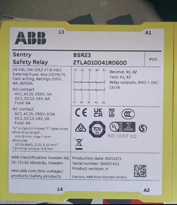 1pc ABB BSR23 24VDC Safety Relay 2TLA010041R0600 New Free Ship | eBay