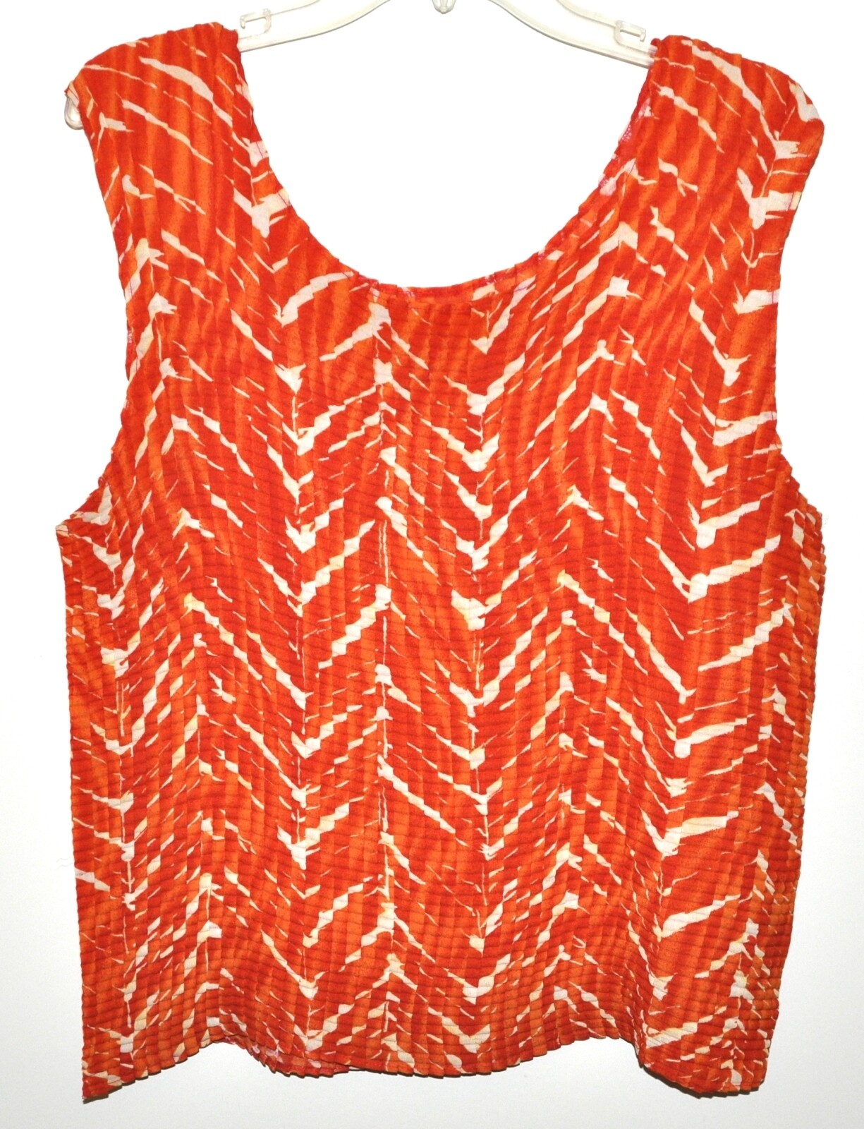 Maggie Barnes Top Stretch Crinkle Fabric Orange And W… - Gem