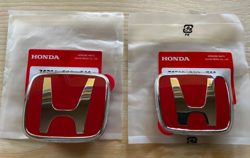 GENUINE STYLE RED FRONT REAR BADGE EMBLEM ACCORD CIVIC PRELUDE DEL SOL ...