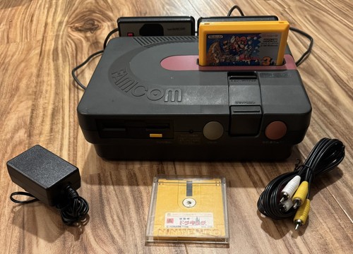 SHARP Twin Famicom AN-500B Black Console Disk System TESTED US Seller ...