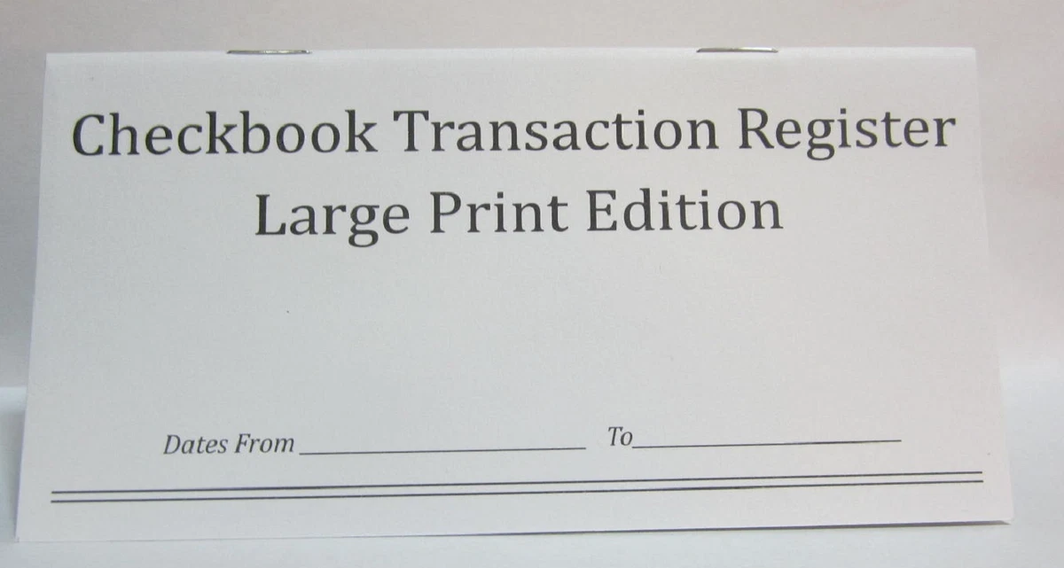 Printable Check Transaction Register