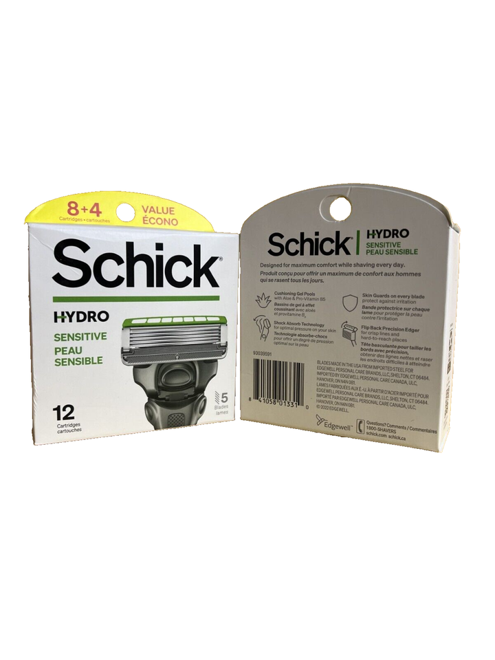 Schick Hydro Sensitive Men's Razor's 5 Blades 24 Refillable Cartridges ...