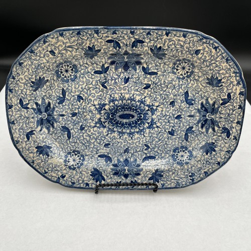 Antique Blue + White Transferware Floral Pattern Pearlware | eBay