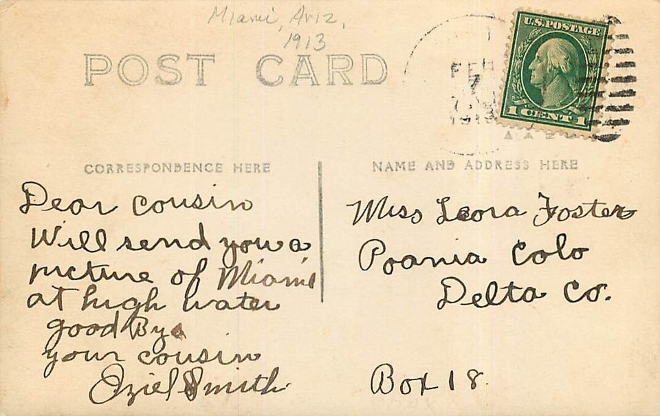 Real Photo Postcard Bridge & High Water in Miami, Arizona - used in ...