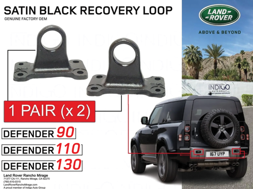 Land Rover OEM L663 Defender 90 110 130 Satin Black Recovery Loop Pair ...