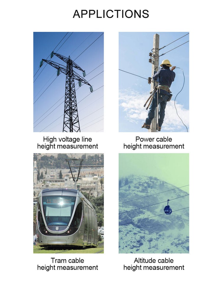 AR600E Ultrasonic Cable Height Test Meter 3~23m LCD Display 6 Cables ...