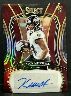 2023 Panini Select Football Ravens RC Keaton Mitchell Auto Maroon Prizm ...