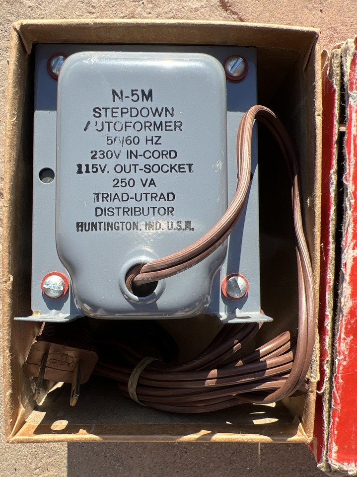 Triad N-5M, 230V 250VA Auto Transformer 6' Cord,115V Sec 2.17 RMS Amps ...