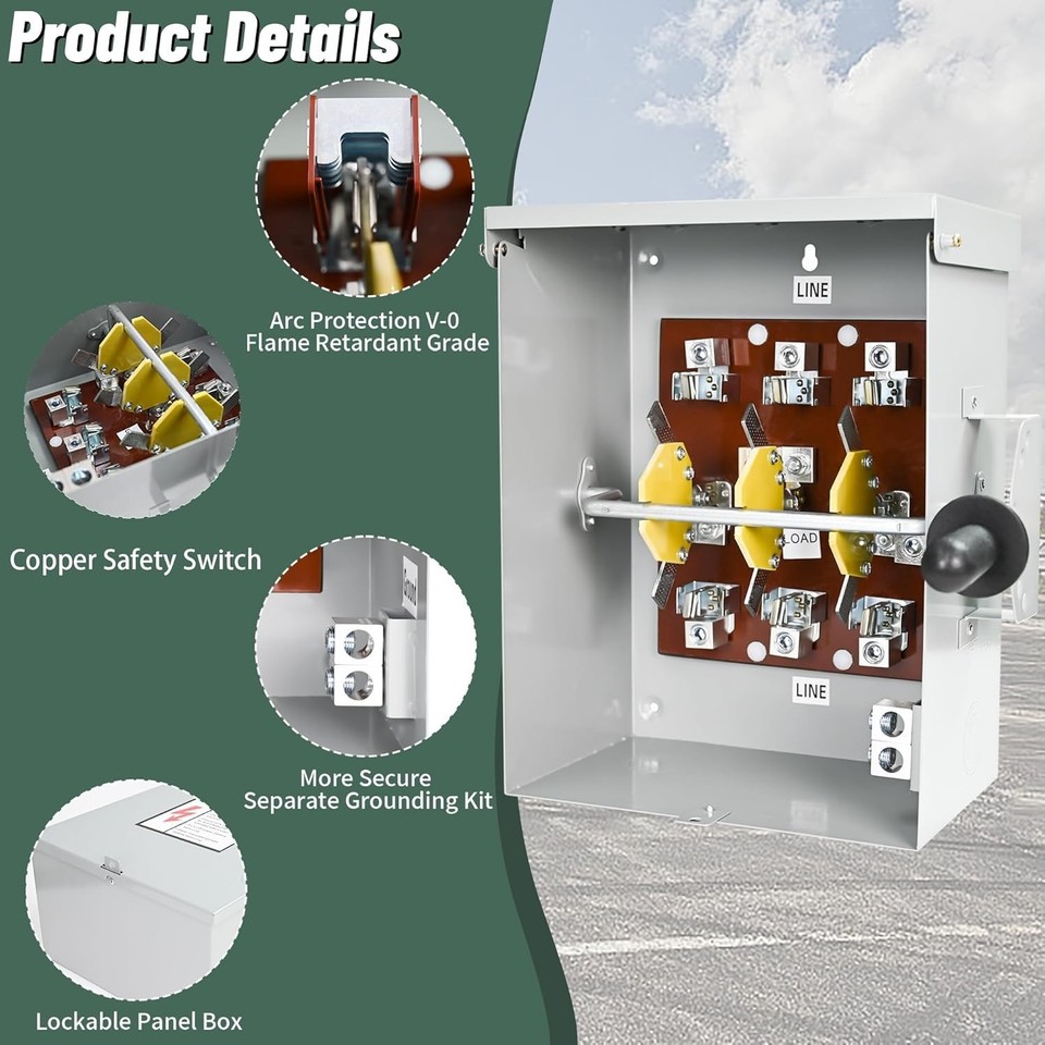 200A Generator Transfer Switch, 200 Amp Manual Transfer Switch, 3P 120 ...