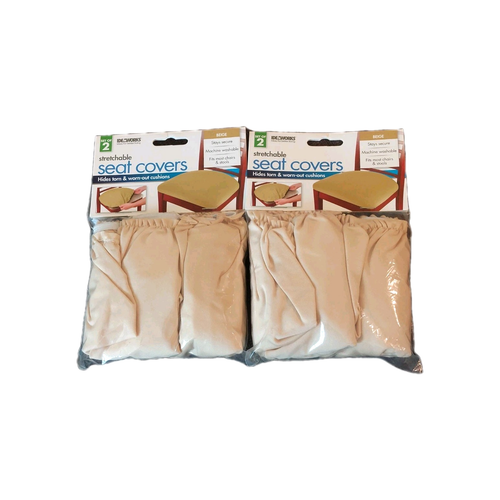 2x Ideaworks Stretchable Seat Covers Beige Stays Secure Fits Most ...