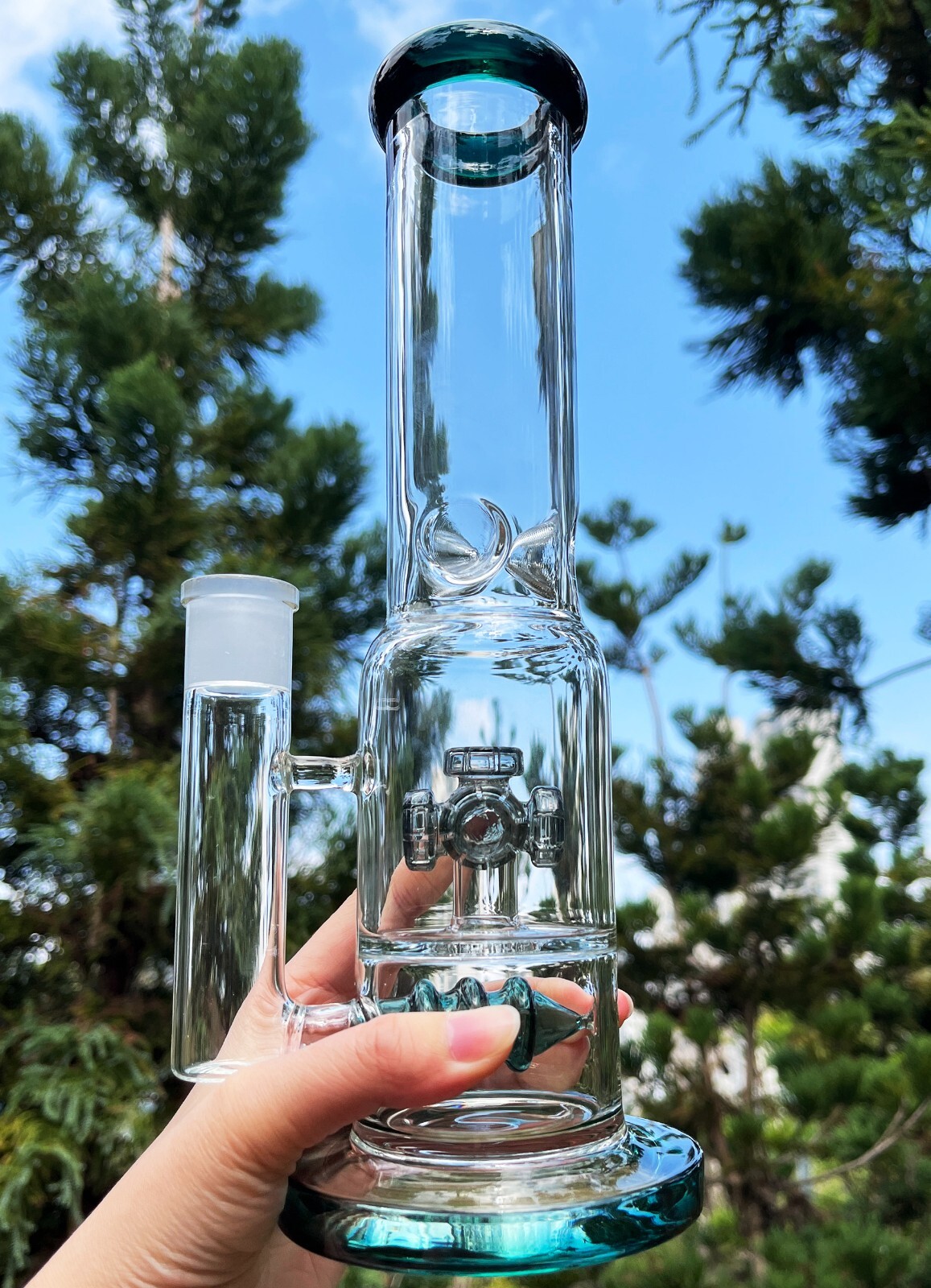 12" Heavy Glass Bongs Percolator Water Pipe Thick Smoking Hookah 18mm Bowl