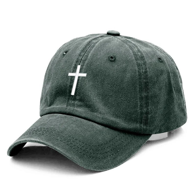 Cross Embroidered Christian Baseball Cap, Washed, Adjustable Hat, Jesus ...