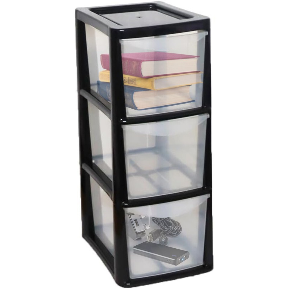 3 Tier Storage Unit Small Drawers Chest Tower Plastic A5 Size Desktop ...