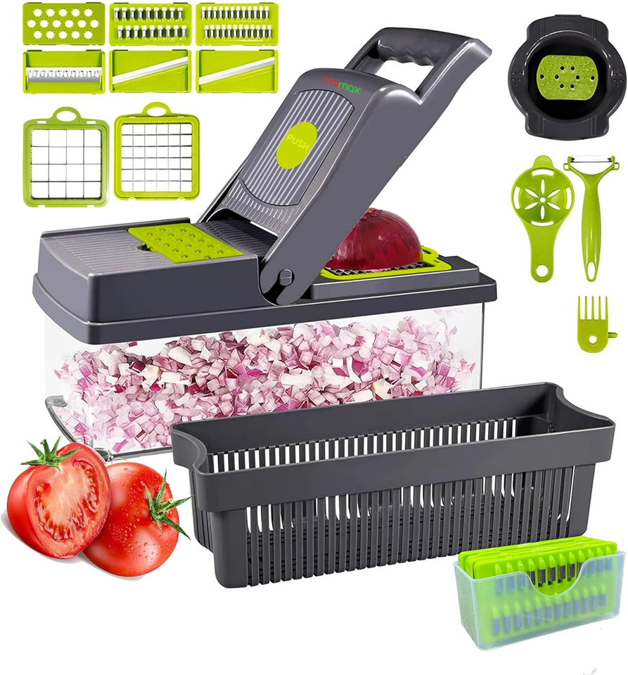 Heavy Duty 16-In-1 Vegetable Chopper - 8 Blade Mandoline Slicer with ...