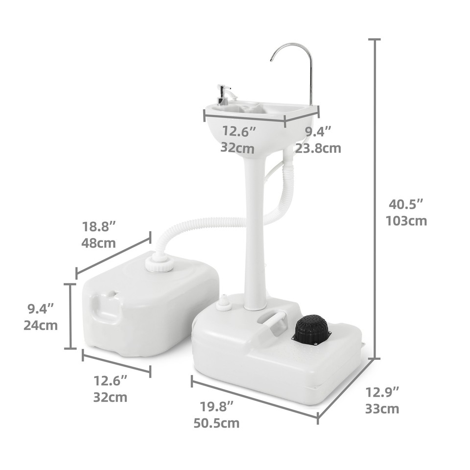 Portable Wash Sink Camping Sink Wash Basin Stand with 24L Recovery Tank ...