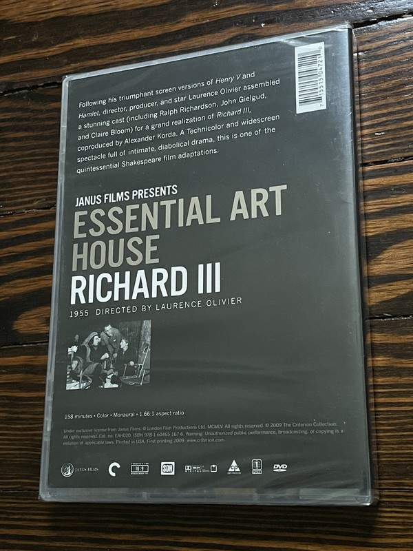 ESSENTIAL ART HOUSE: RICHARD III (1955) (NEW DVD) - Laurence Olivier ...