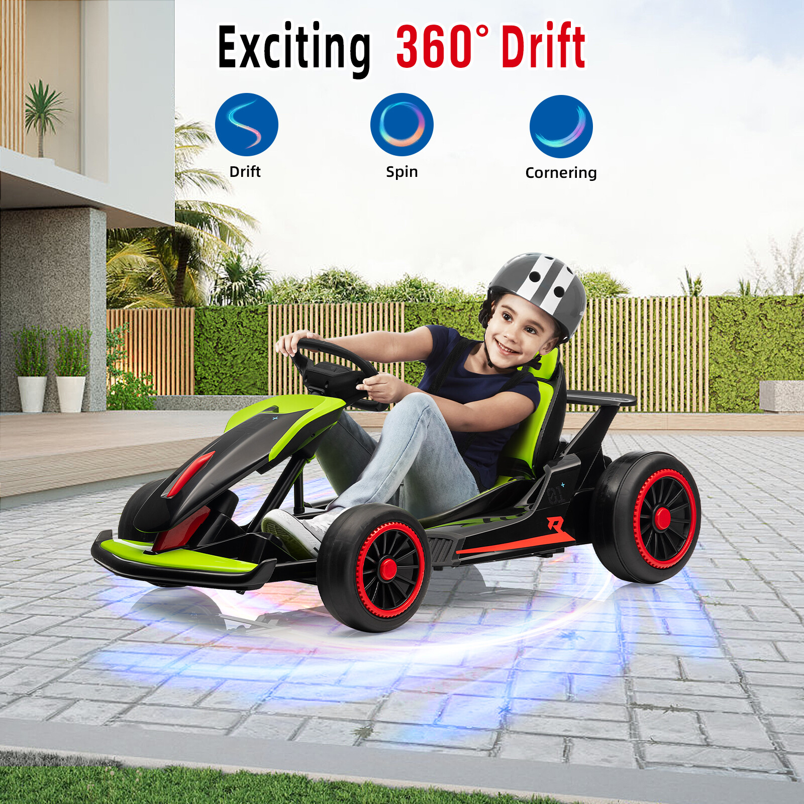 24V Ride On Go Kart Kids Electric Battery Power Go-Kart Drift Music 2 ...