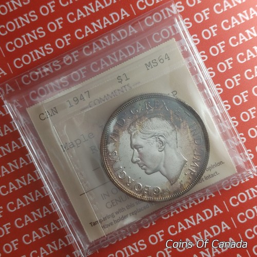 1947 Canada Silver Dollar ICCS MS 64 ML Maple Leaf - DHP Rotated #coinsofcanada | eBay