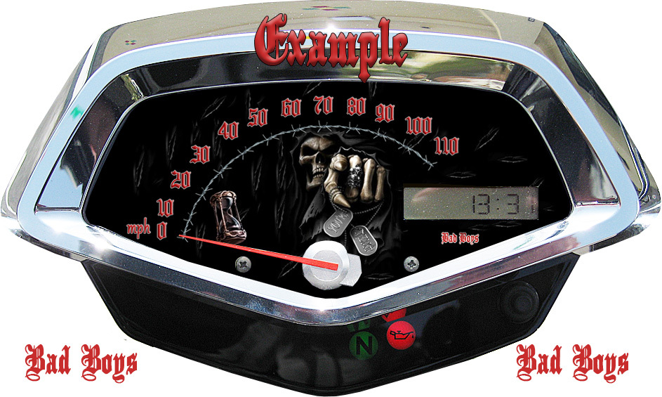 Honda Fury VT1300CX Custom Speedometer Face Plate MPH or KM/H Punisher ...