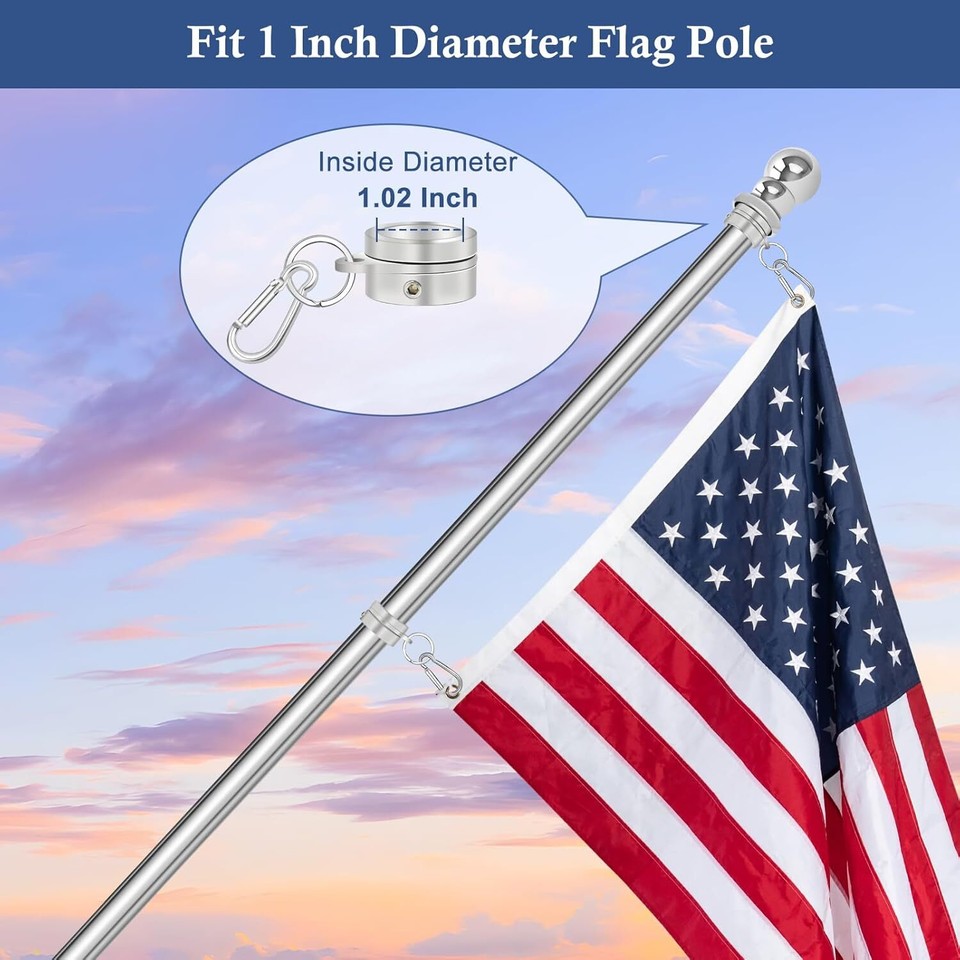 1" Flag Pole Rings 2 Pcs Anti Wrap Flag Pole Clips Swivels 360 ...