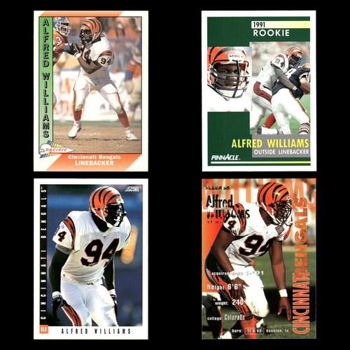 Alfred Williams Rookie Lot 4 Football Cards 1991 Pacific Cincinnati ...