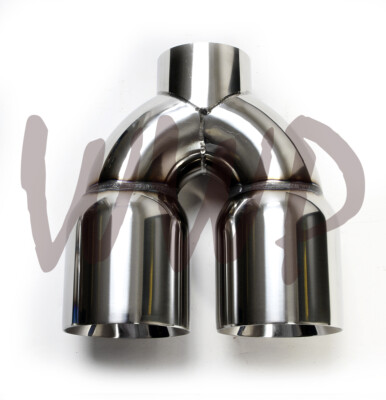 2PC - Universal Polished Chrome Stainless Tip 3" Inlet 4" Dual 9 ...