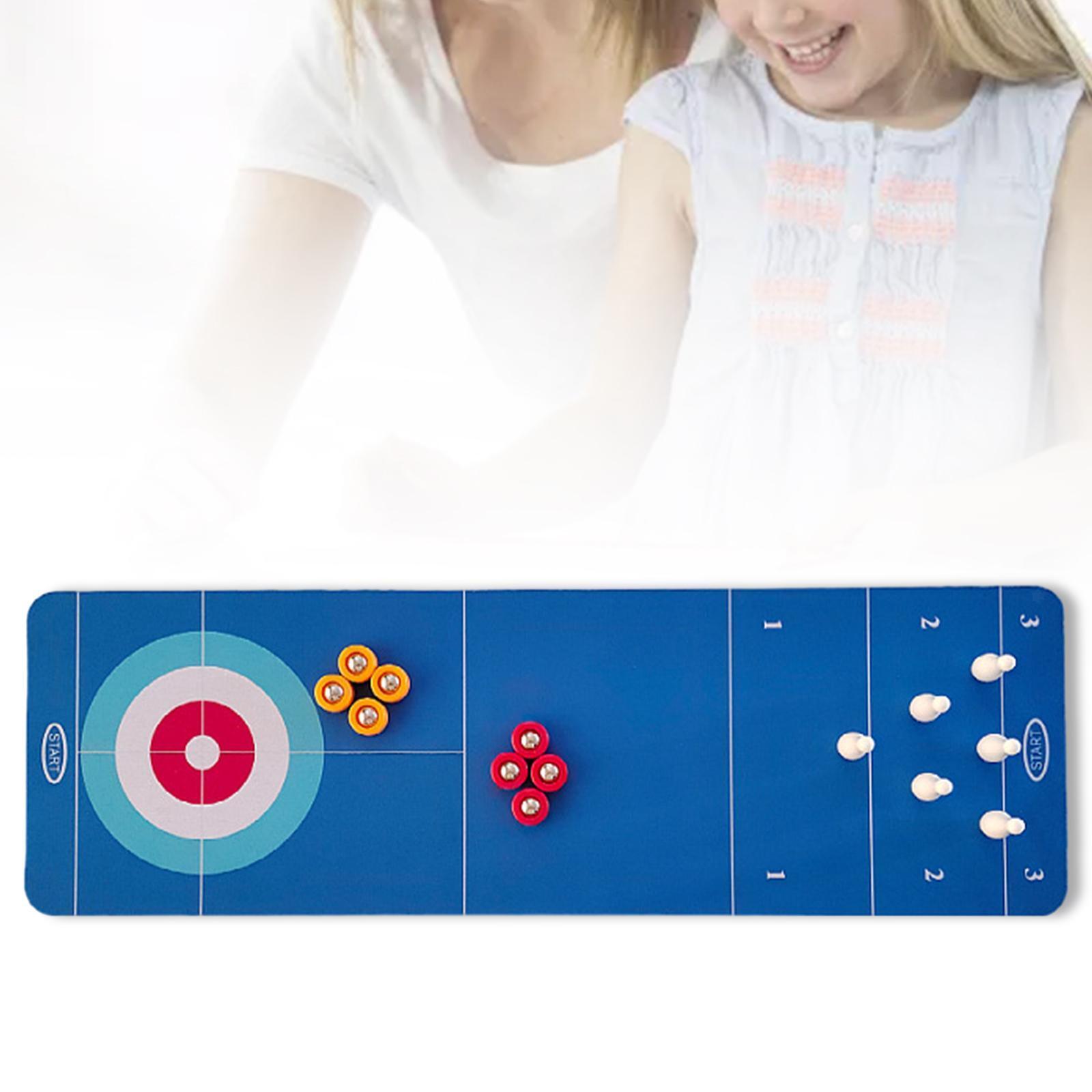 Portable Indoor Shuffleboard Table Game with 10 Mini Shuffleboard Pucks ...