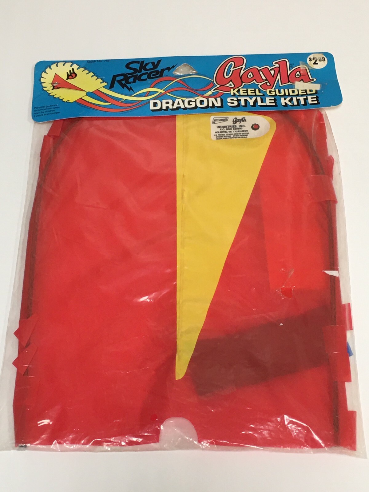 NEW Vintage 1983 Gayla Dragon Style Plastic Kite Keel Sky Racer 719 Red ...