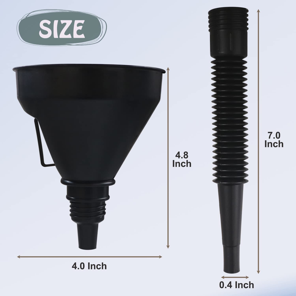 Plastic Oil Funnels for Automotive Use Set of 5, Large Flexible Fuel ...