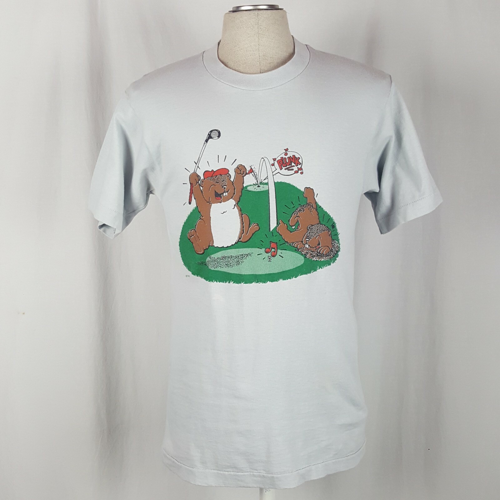 Vtg 80s Golfing Gophers T-Shirt M Gray Golf Humor Single Stitch Cotton ...