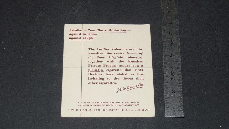 CIGARETTES CARD WIX KENSITAS 1936 HENRY CARL ANDERSON | eBay