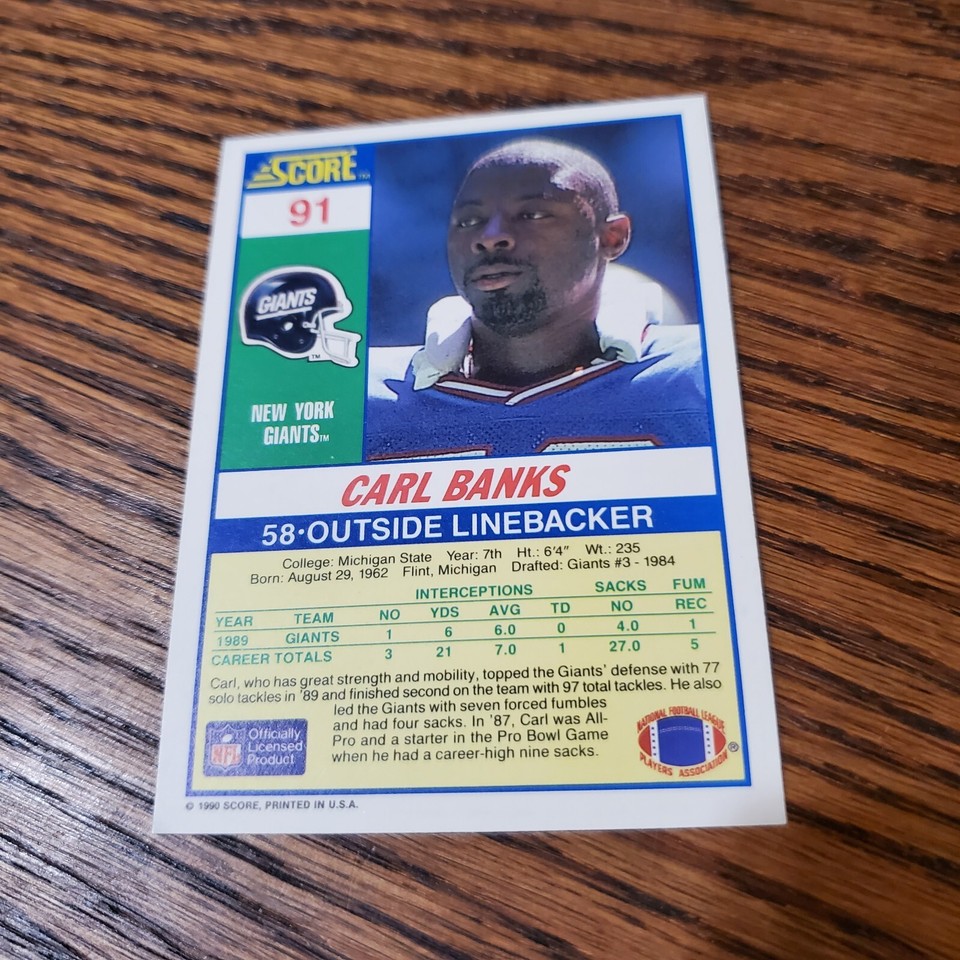 1990 Score New York Giants Carl Banks NFL Football Card #91 | eBay