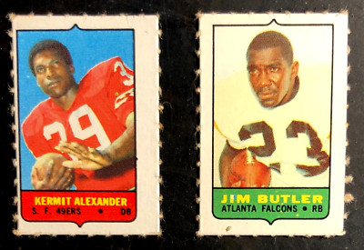 1969 Topps 4-in-1 Stamps Singles #1 Kermit Alexander 49ers & Jim Butler ...