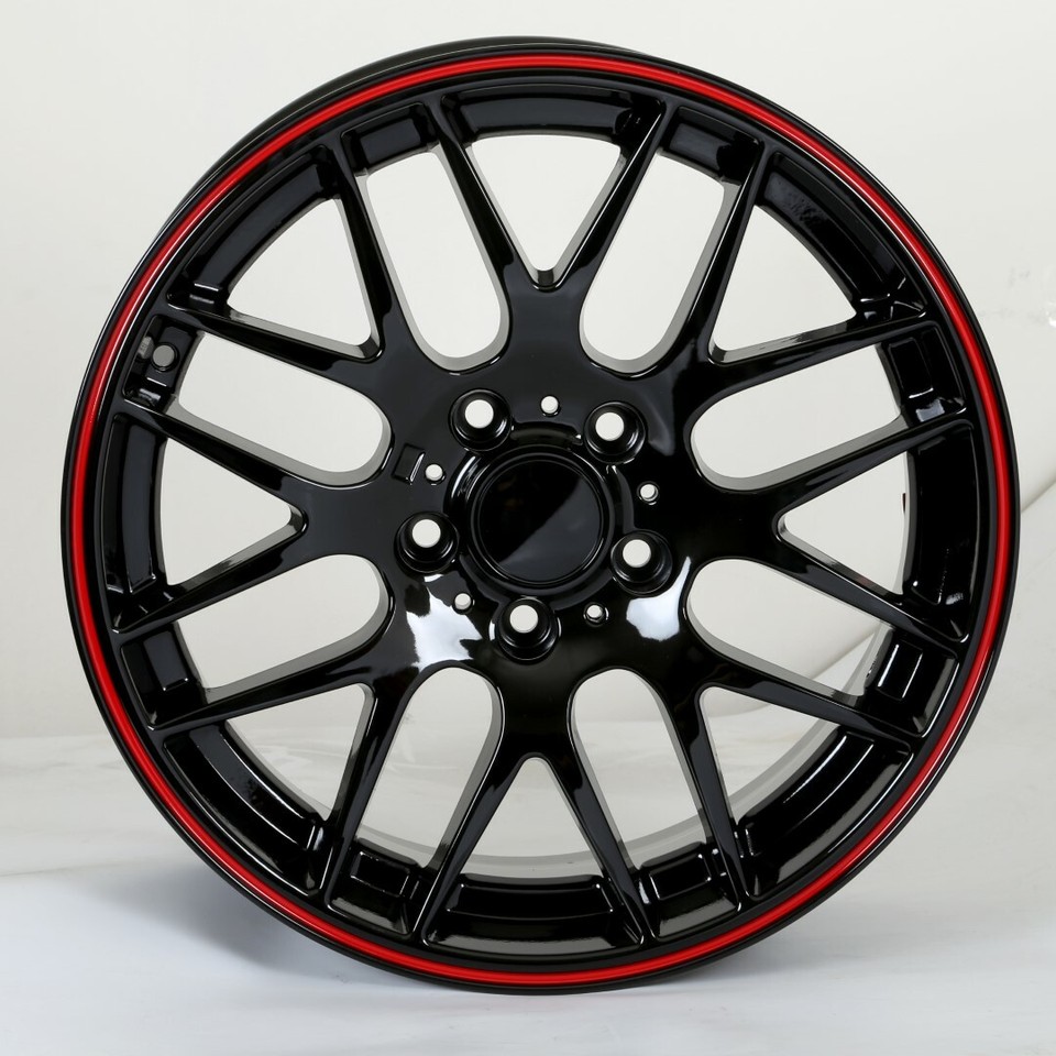 18"x9 Gloss Black Red M3 CSL Rims Wheels BMW 325 328 330 430 528 530 ...