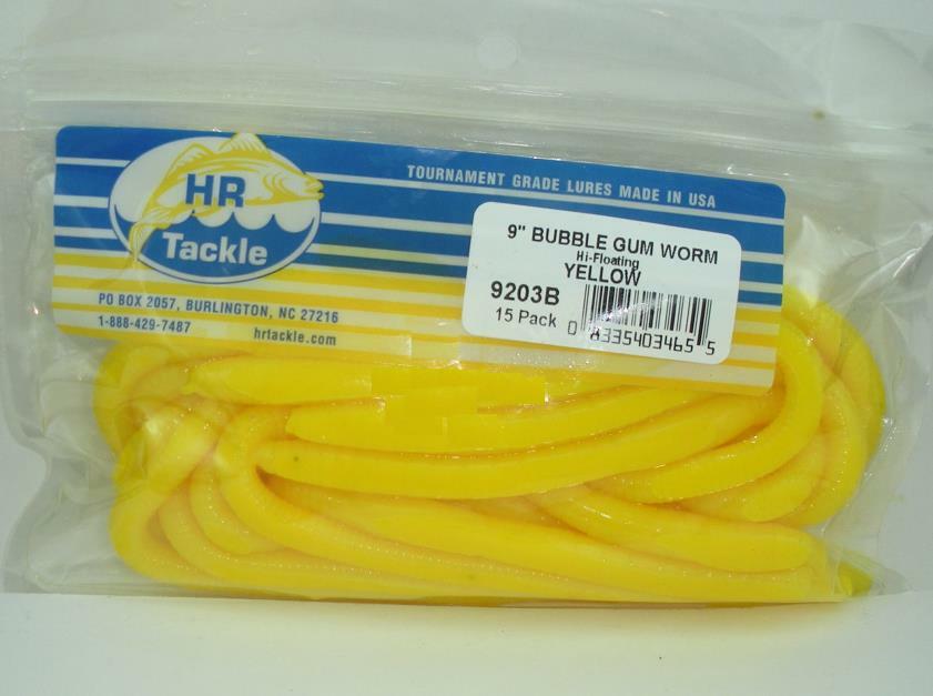 Haw River 9203B 9" Oversize Hi-Floating Bubble Gum Worm 15CT Yellow | eBay