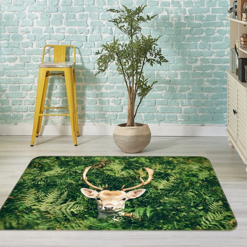 3D Fawn With Green Leaves ZHUA1281 Game Non Slip Rug Mat Photo Carpet ...