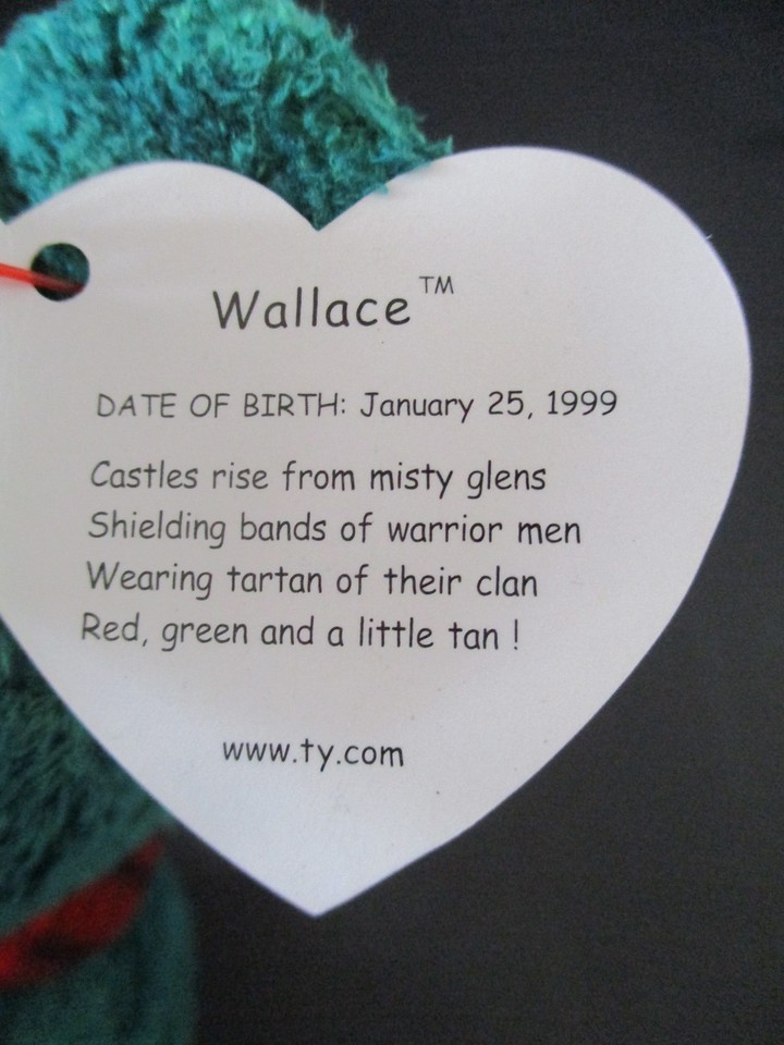 TY WALLACE Buddy~2000~+~Beanie Baby~1/25/99~ W/Tartan Scarfs | eBay