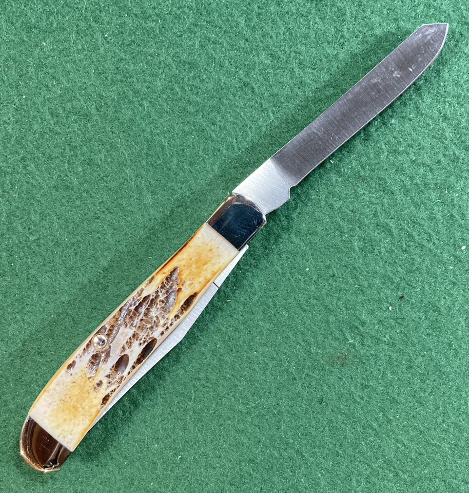 Bear & Son Pocketknife, Mini Trapper, Deer Stag Handle, 1095 Steel ...