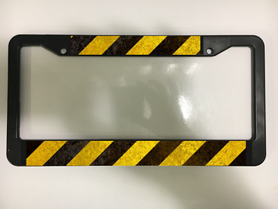 HAZARD STRIPES CONSTRUCTION SAFETY CEMENT WORK USA Black License Plate ...