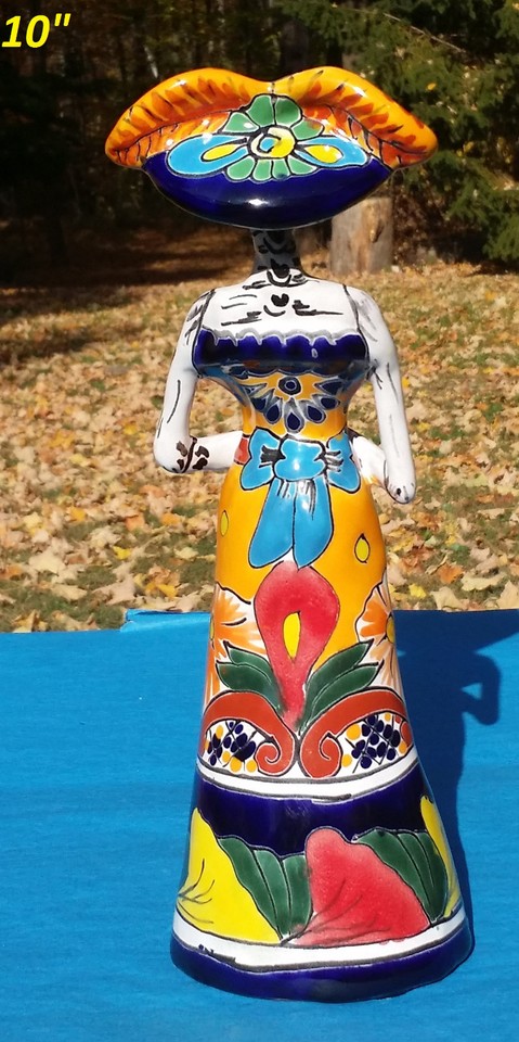 La Catrina Elegante Talavera Statue 10" Hand Painted Ceramic Mexican | eBay
