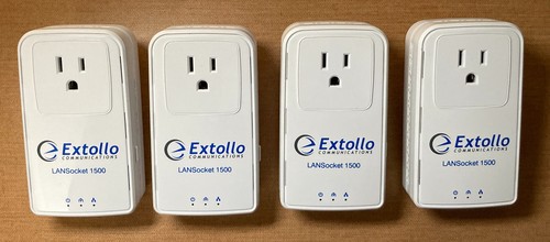 Set of 4 Extollo LANsocket 1500 ethernet-powerline-ethernet adapters, 2 ...