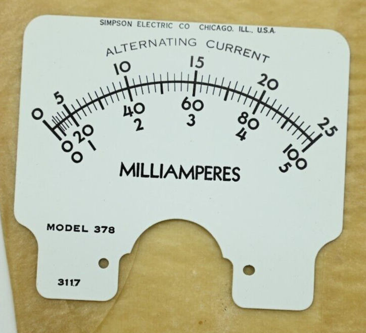 Vintage Genuine Simpson Meter Replacement Display AC MILLIAMPERES Model ...