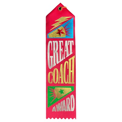 Beistle "GREAT COACH" AWARD RIBBON for Team Leader, 2x8" Satin Team ...