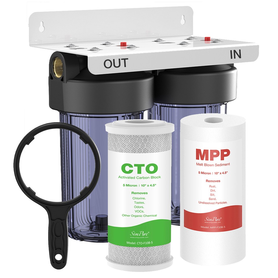 2-Stage Big Blue 10x4.5" Sediment Whole House/Pool/Well/Farm Water ...