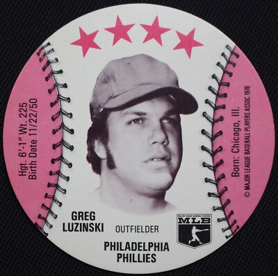 GREG LUZINSKI 1976 MSA BASEBALL DISC Philadelphia Phillies-Isaly’s ...