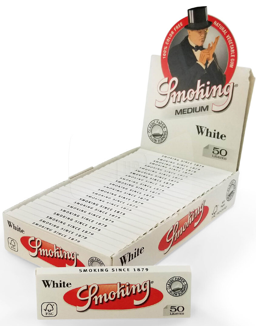 1x Full Box Smoking WHITE 1 1/4 Rolling Paper - 25 Booklets | eBay